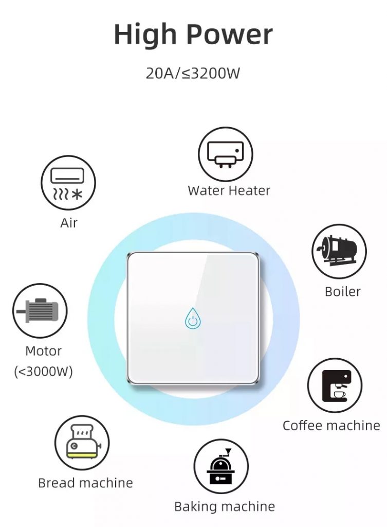 20a smart switch 20A/3200W Smart Switch 1gang Wi-Fi N+Lline EU/UK ...